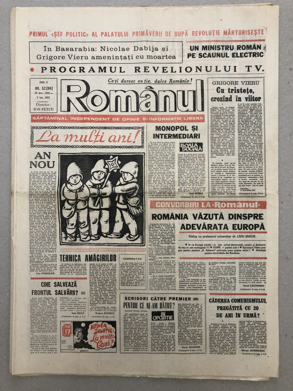 Romanul, ziar vechi 30 decembrie 1991 – kolectionarul.ro