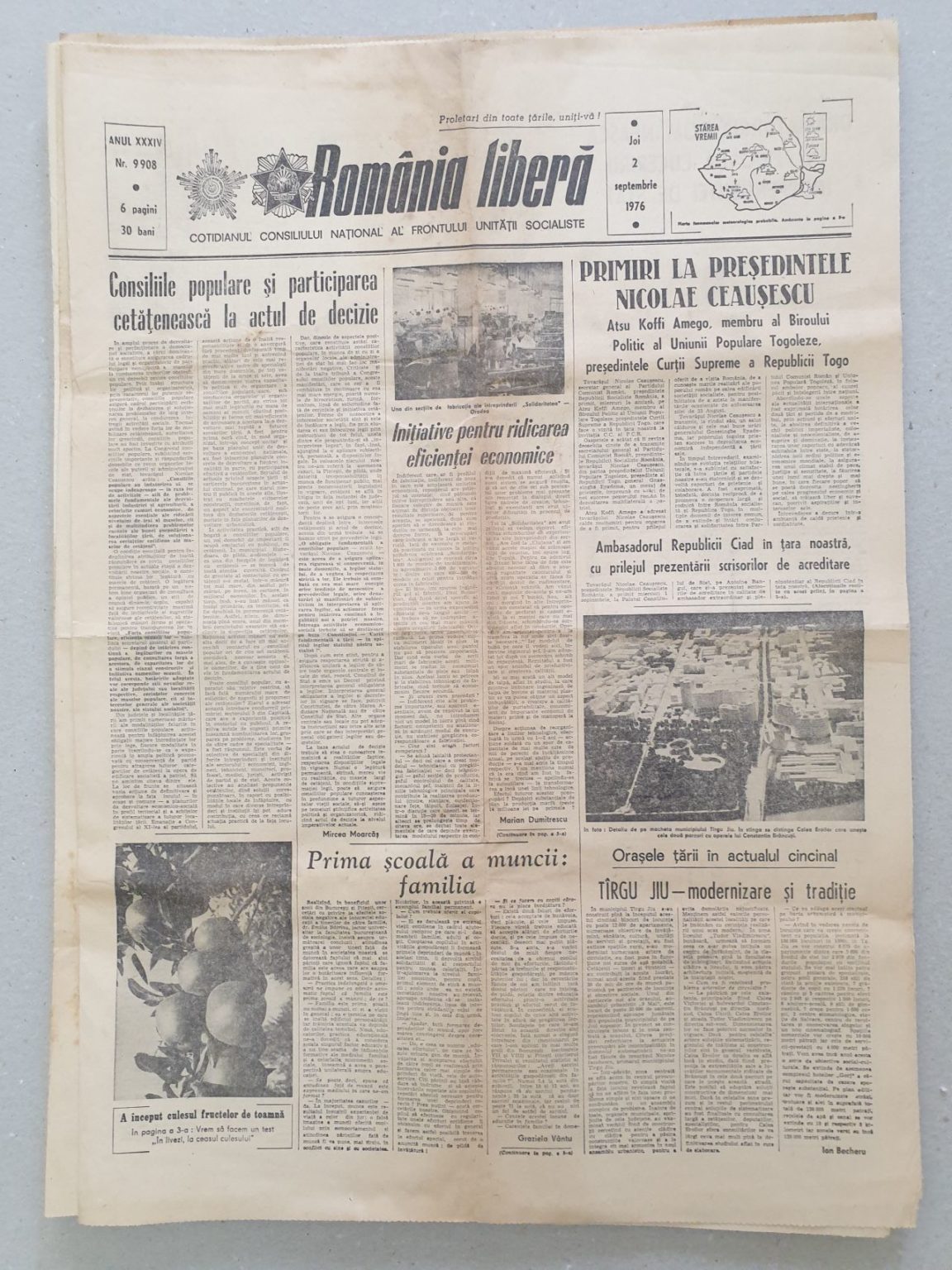 Romania Libera, ziar vechi 2 septembrie 1976 – kolectionarul.ro